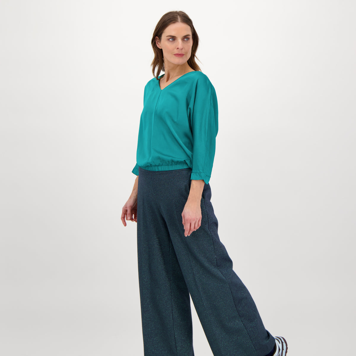Festive trousers with glitter thread in green-blue – Hampton Bays women ...