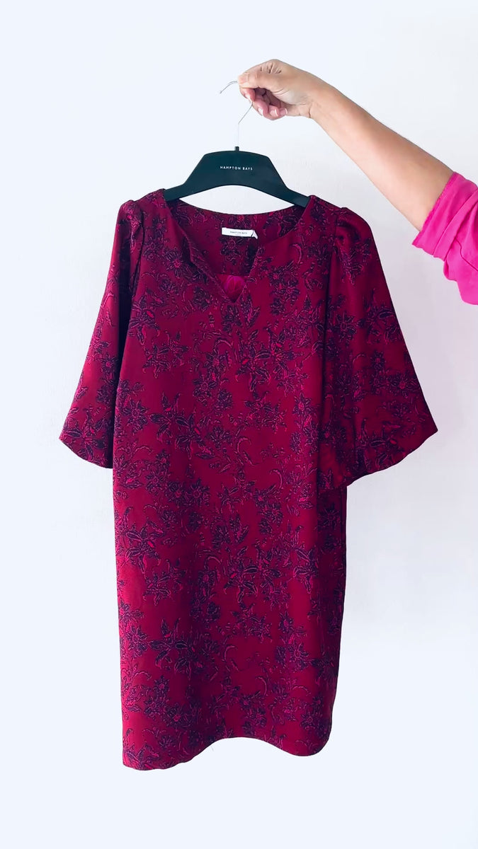 Kort kleedje met fuchsia oosterse print – Hampton Bays damesjurk